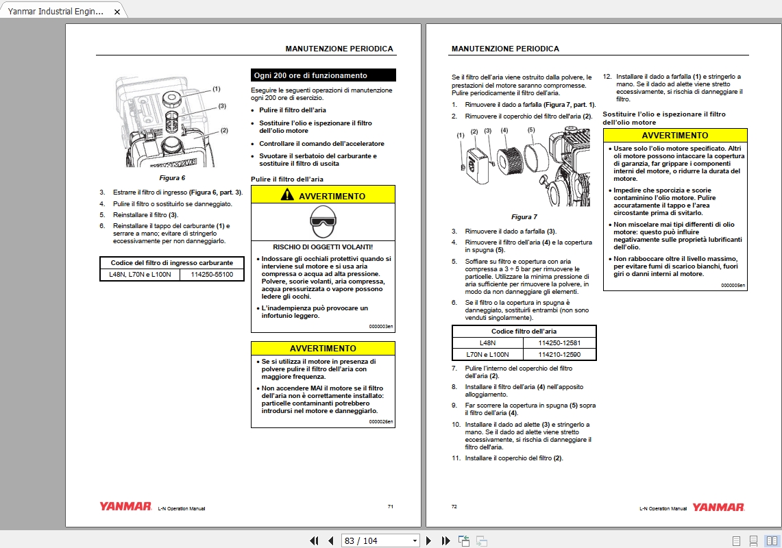 Yanmar Industrial Engines L48N, L70N, L100N Operation Manual