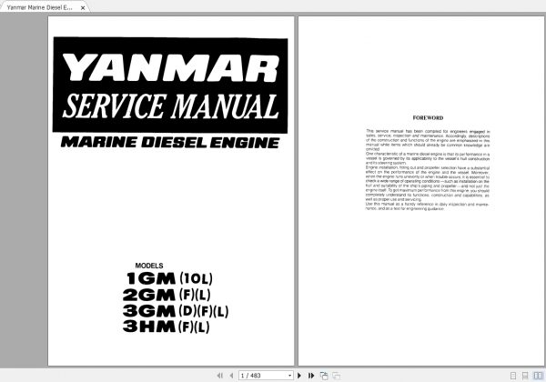 Yanmar Marine Diesel Engine 1GM-3HM Service Manual