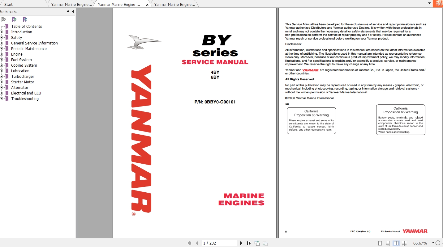 Yanmar Marine Engine BY Series Service Manual