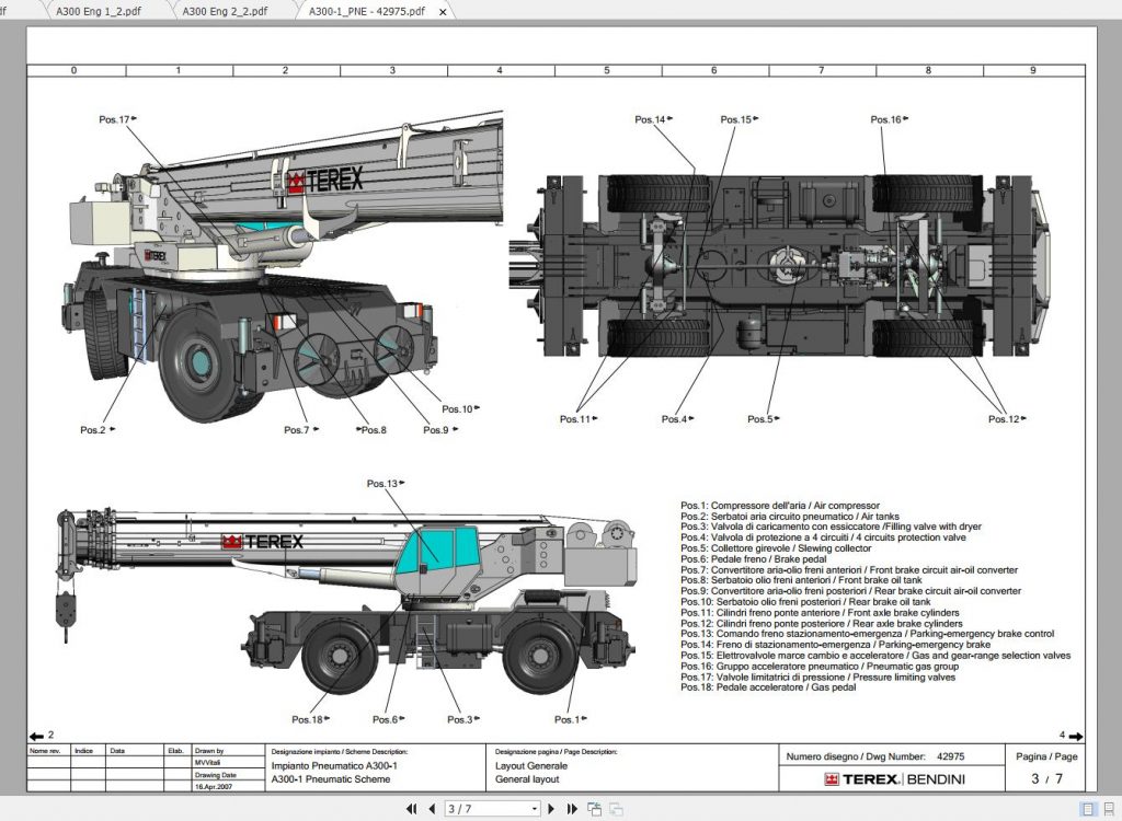 Terex Reach Stacker TFC45 Workshop Manual, Spare Parts & Schematics
