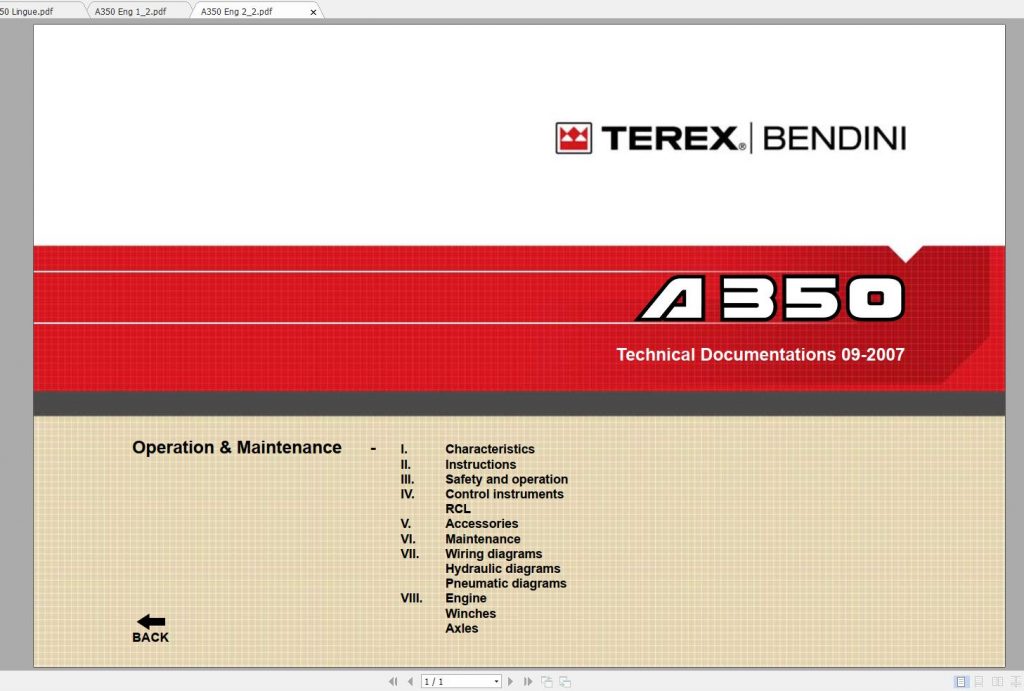 Terex Reach Stacker TFC45 Workshop Manual, Spare Parts & Schematics