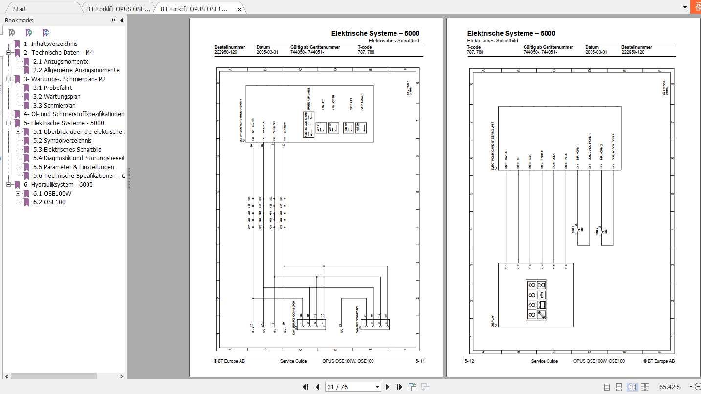 BT Forklift OPUS OSE100W OSE100 Service Manual_DE