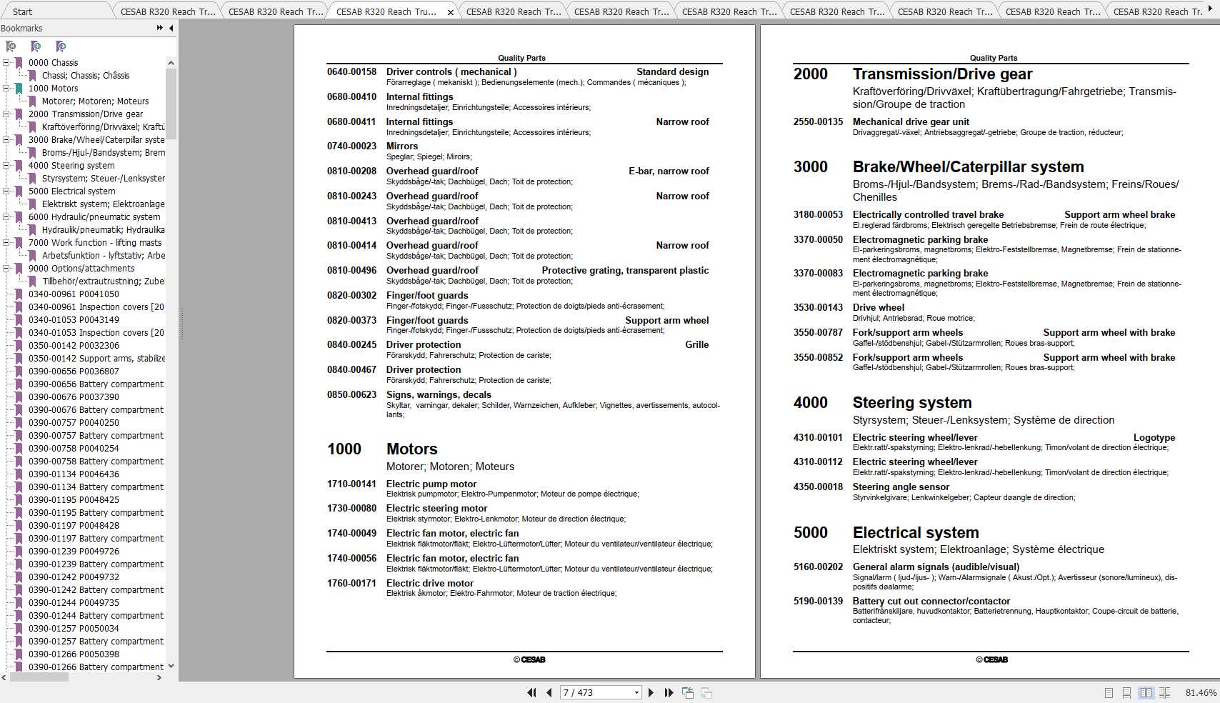CESAB Reach Trucks R320 Quality Parts