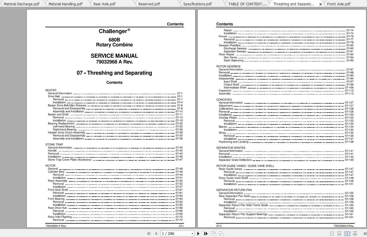 Challenger NA 680B Rotary Combine Service Manual_79032968A - Auto ...