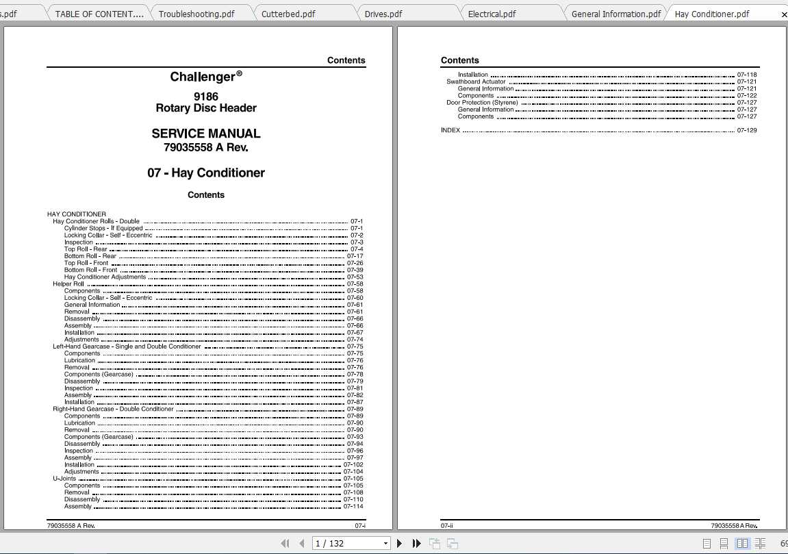 Challenger NA 9186 Rotary Disc Header Service Manual