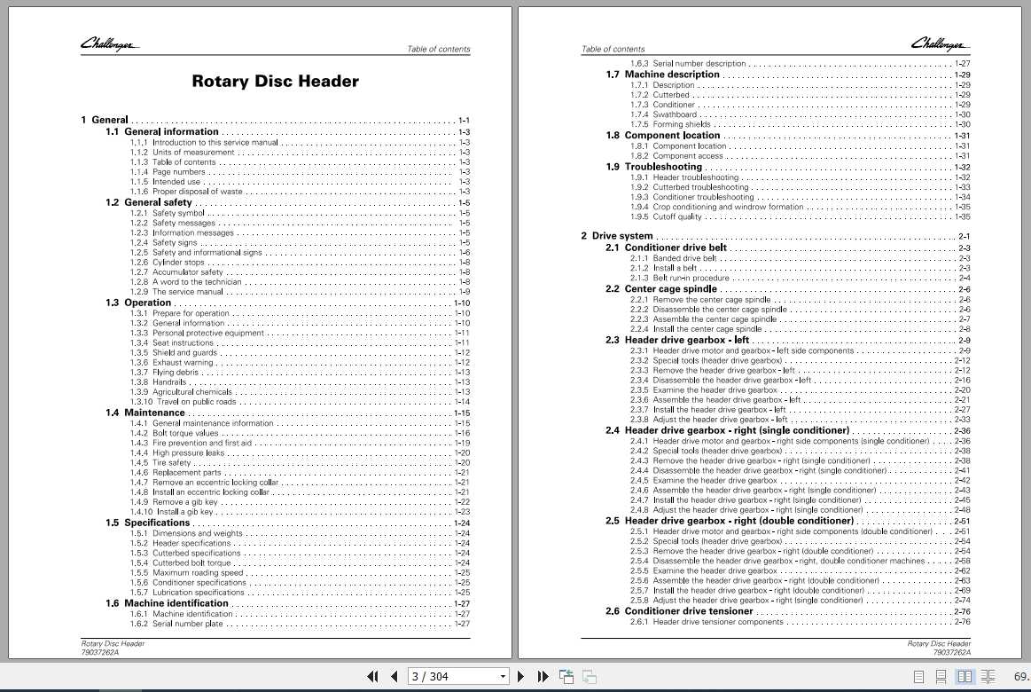 Challenger NA 9295 9296 Rotary Disc Header Service Manual