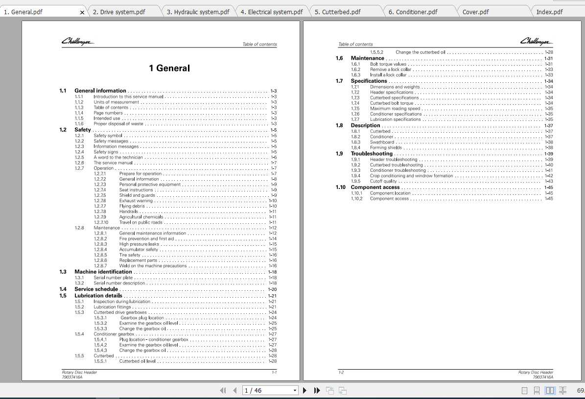 Challenger NA 9313S 9313D Rotary Disc Header Service Manual