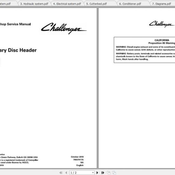 Challenger NA 9313S 9313D Rotary Disc Header Service Manual