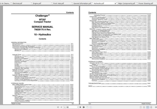 Challenger NA Compact Tractor MT297 Service Manual_79028170A