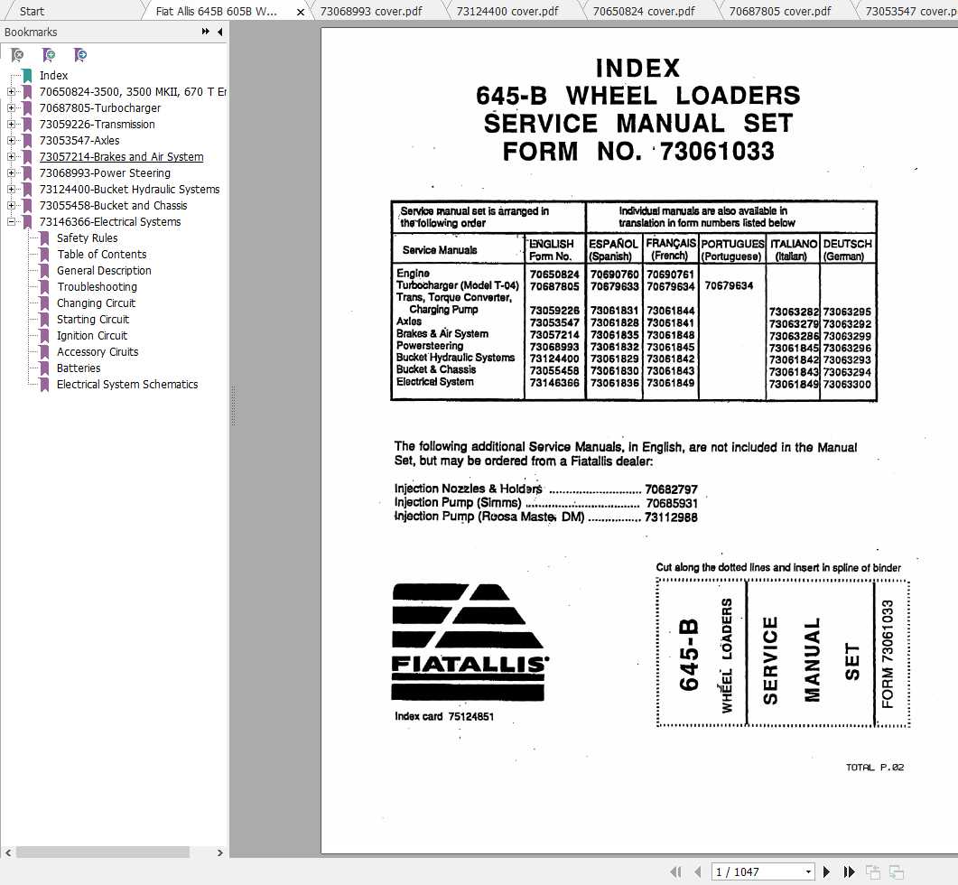 Fiat Allis 645B 605B Wheel Loader Service Manual_73061033