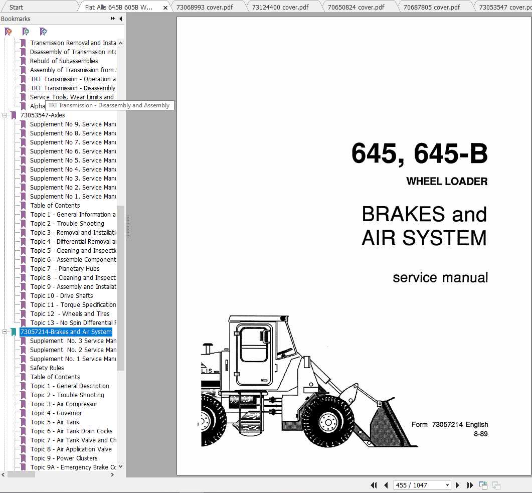 Fiat Allis 645B 605B Wheel Loader Service Manual_73061033