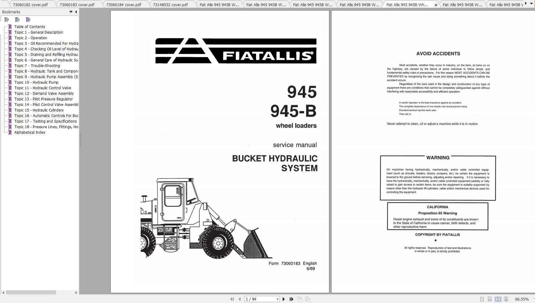 Fiat Allis Wheel Loaders 945 945B Service Manual_73062940