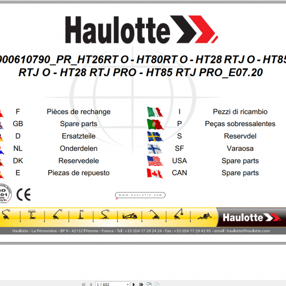 Haulotte HT43 RTJ PRO_HT132 RTJ PRO - E06.20_ETI Part Manual