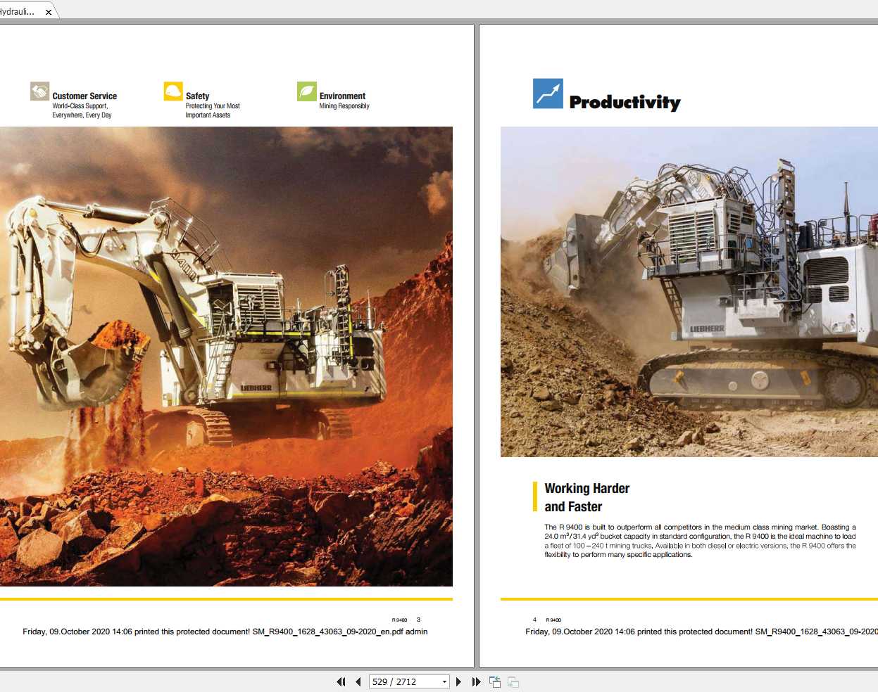 Liebherr Mining Hydraulic Excavator R9400 Type_1628 Service Manual_09-2020