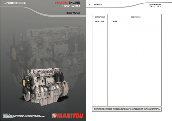 Manitou Engine 1104D Euro 3-80CV,100CV(30/01/2013) Repair Manual_647016EN