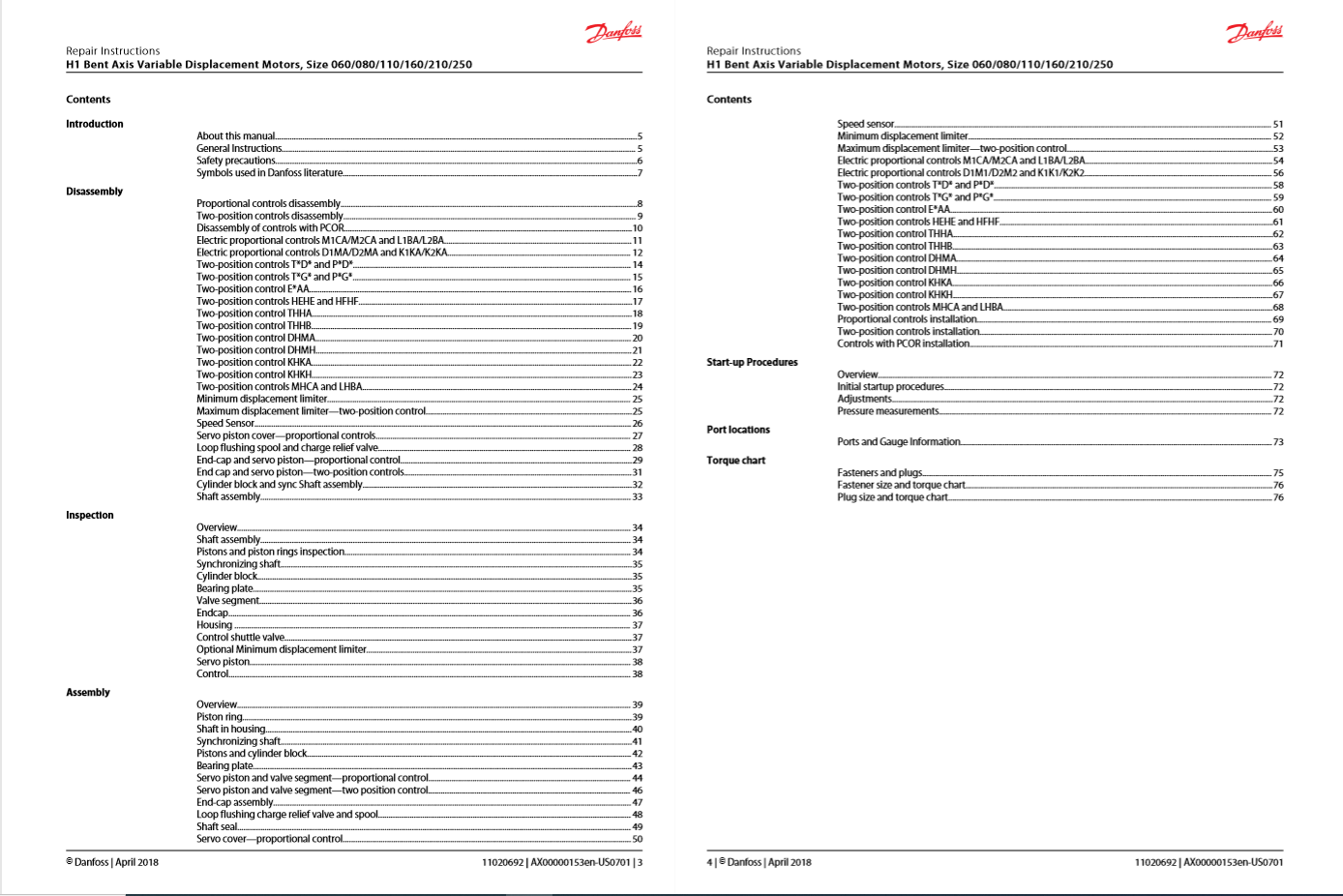 Manitou Hydrostatic Motor H1 060-080-110-160-250(30/08/2018) Repair ...