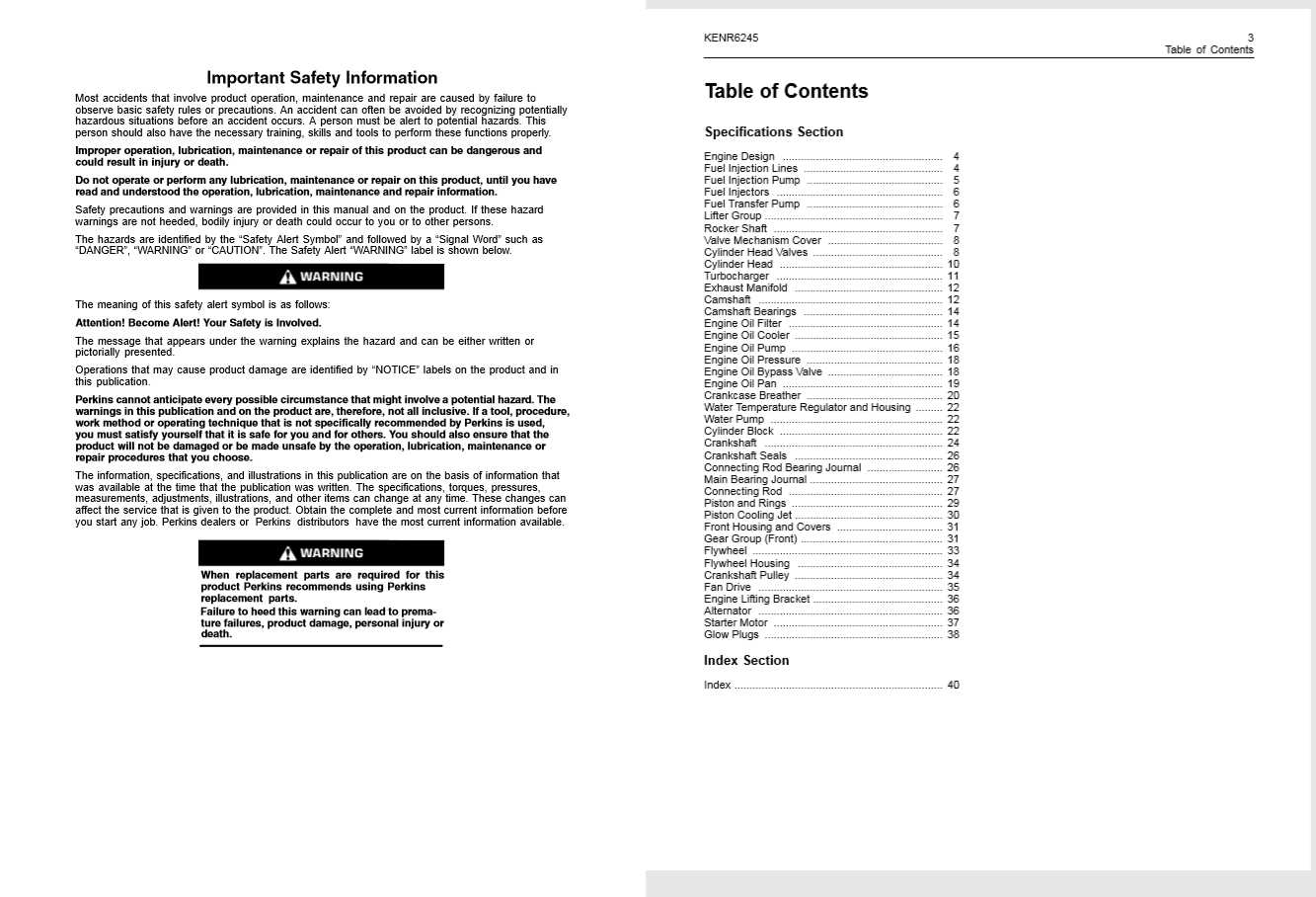 Manitou Industrial Engine 1104D(Mech) Repair Manual_KENR6245