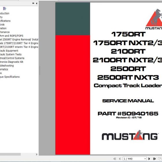 Mustang Compact Loader 1850RT 2150RT 2550RT Service Manual_50940649 ...