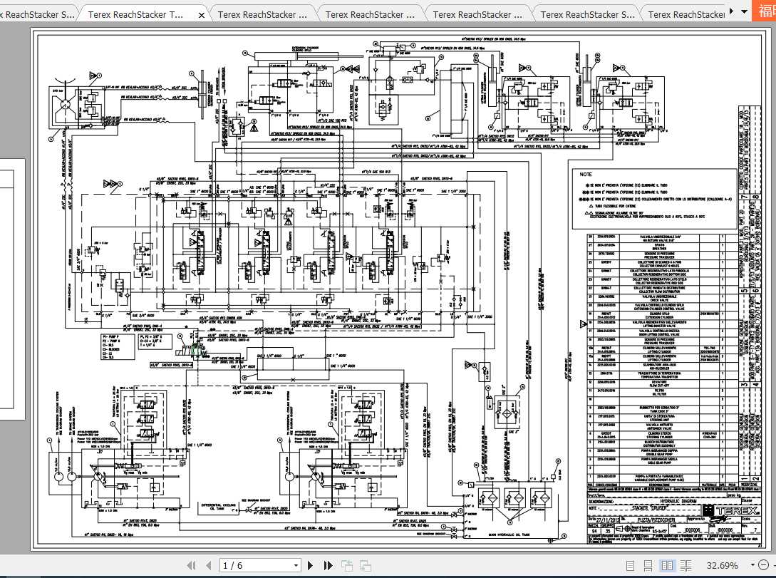 Terex Reach Stacker T45 Workshop Manual, Spare Parts & Schematics
