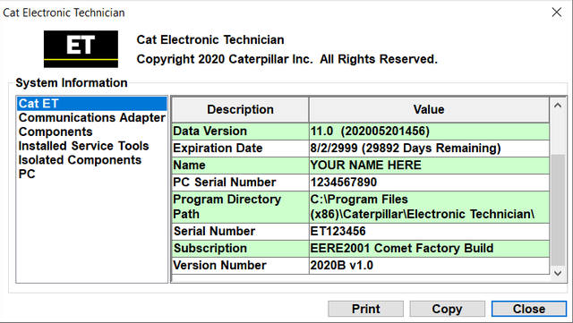 CAT ET 2020B Unlock License