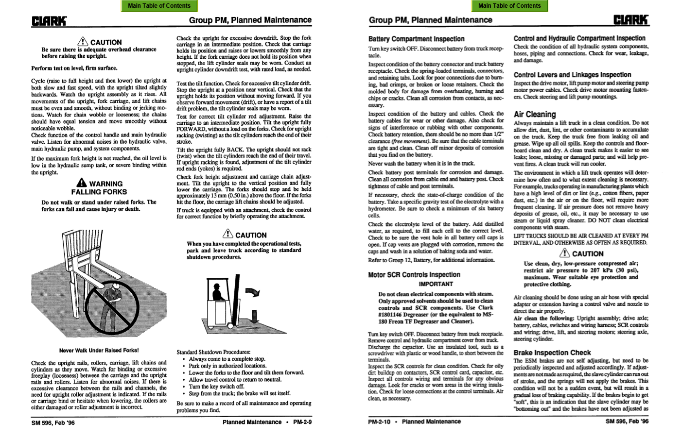 Clark Forklift SM-596 ESM 12-25 Service Manual