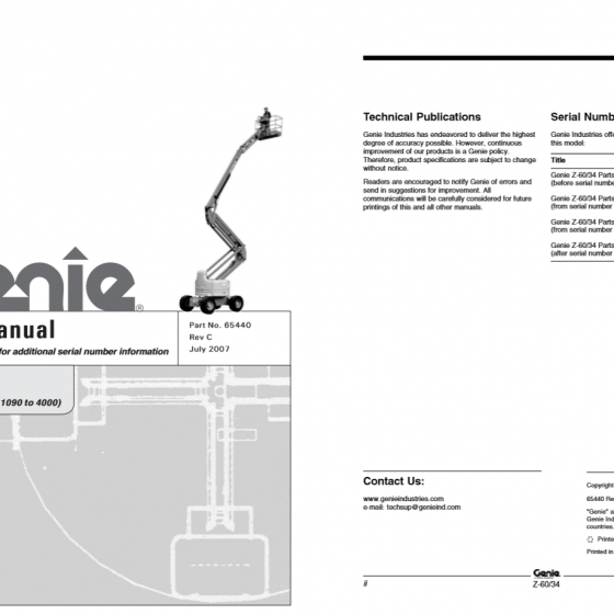 Genie GS-2668 RT GS-3268 RT Parts and Service Manuals
