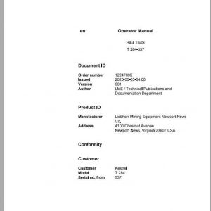 Liebherr Haul Truck T 282 C-532 Operator's Manual_06-2020 - Auto Repair ...