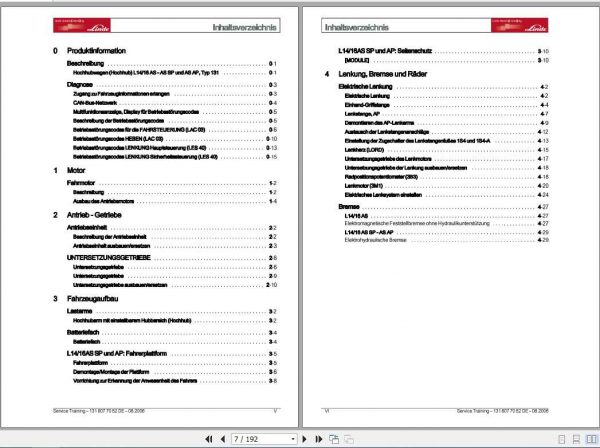 Linde Pallet Stacker L14AS L16AS Service Training Manual_DE