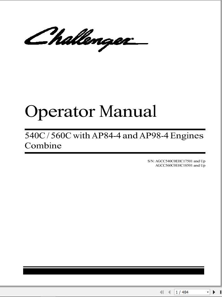 Challenger EU Rotary Combine Harvester 540C 560C with AP84-4 AP98-4 ...