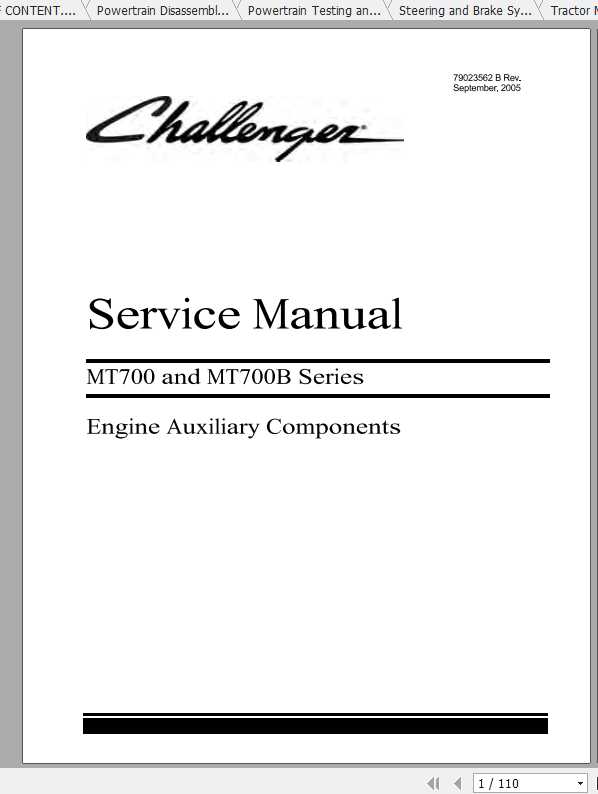 Challenger EU Tractor MT735 MT745 MT755 MT765 MT835 MT845 MT855 Repair ...