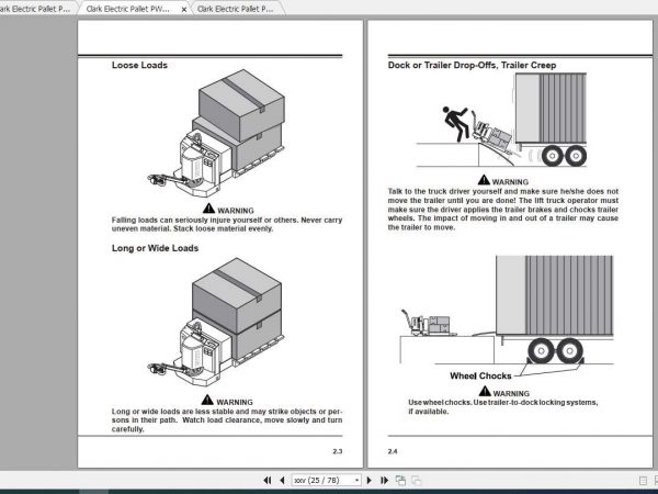 Clark Electric Pallet PWX30-40 HWX30-40 Operator's Manual