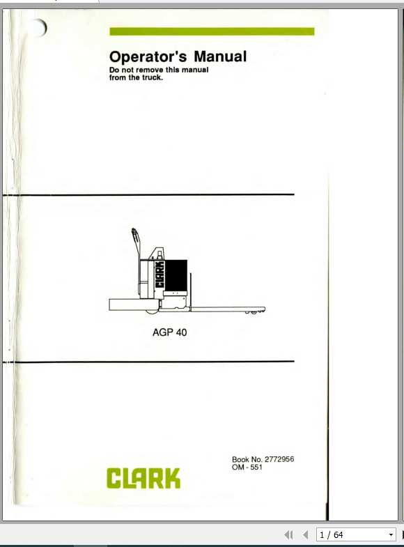 Clark Forklift AGP40 Operator's Manual