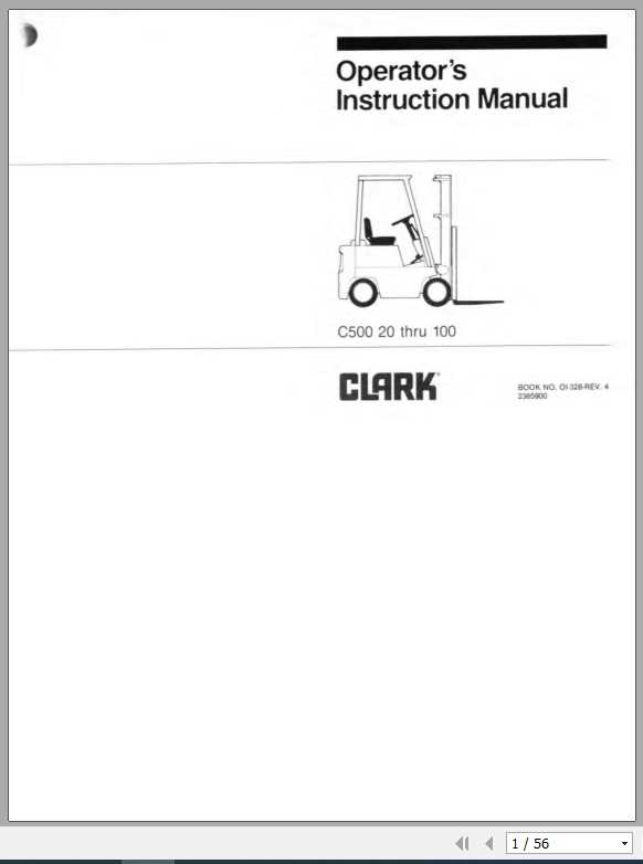 Clark Forklift C500 20-100 Operator's Manual