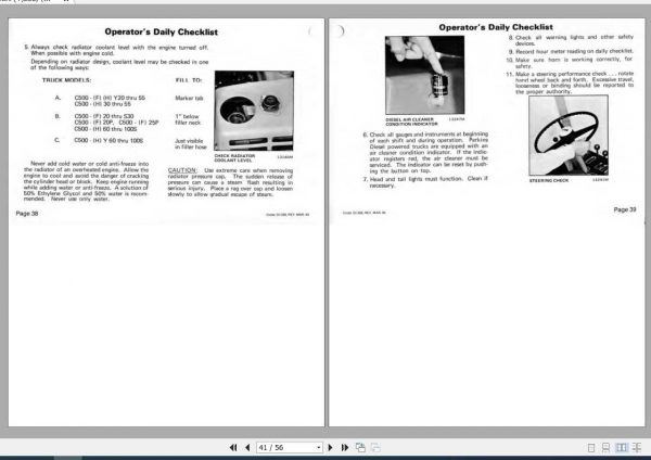 Clark Forklift C500 20-100 Operator's Manual