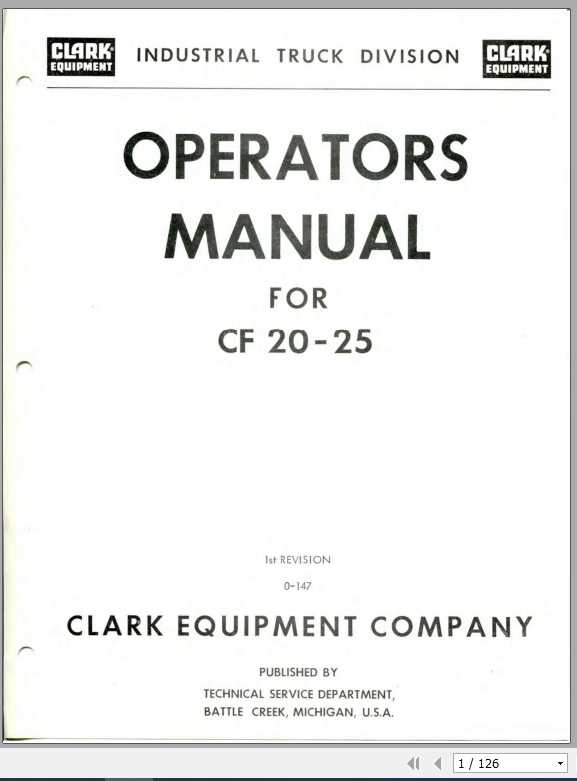 Clark Forklift CF20-25 O-147 Operator's Manual