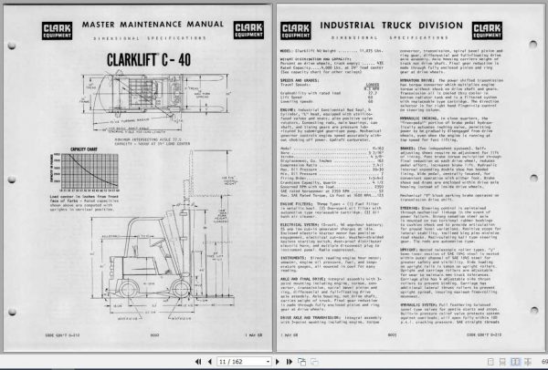 Clark Forklift Clarklift 40B Operator's Manual