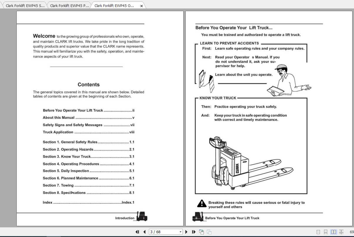 Clark Forklift EWP45 Operator's Manual_EN_PO_ES