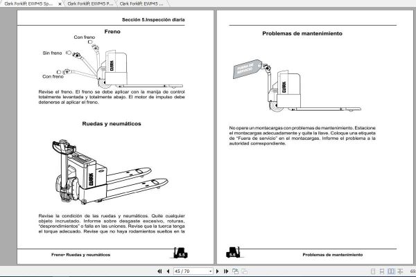 Clark Forklift EWP45 Operator's Manual_EN_PO_ES