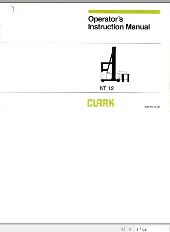 Clark Forklift NT12 OI-531 Operator's Manual