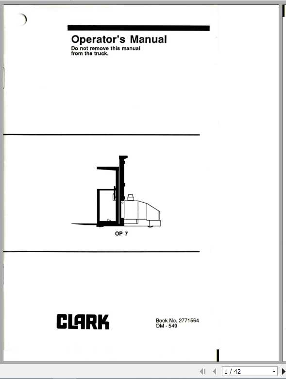 Clark Forklift OP7 English OM-549 Operator's Manual_2771564