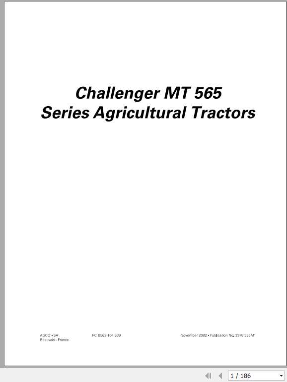 Challenger EU Tractor MT565 Operator Instruction Book_3378355M1