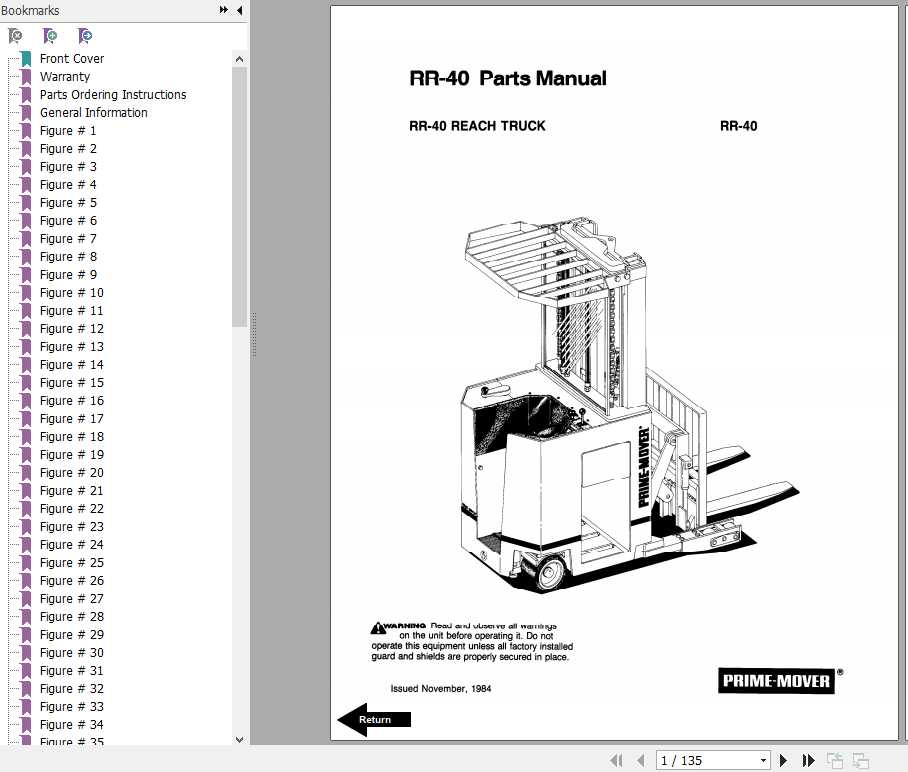 BT Electric Reach Truck RR40 Operating,Maintenance & Part Manual