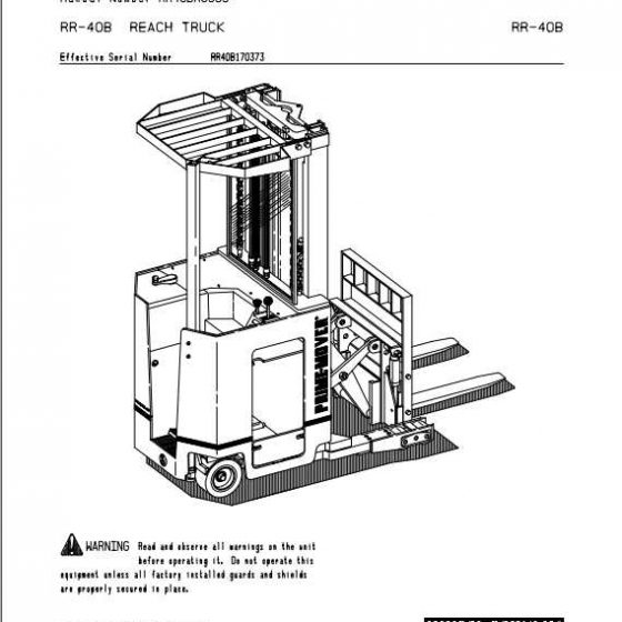 BT Electric Reach Truck RR45 Operator & Part Manual
