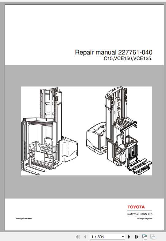 BT Forklift Vector C15 VCE150 VCE125 Repair Manual