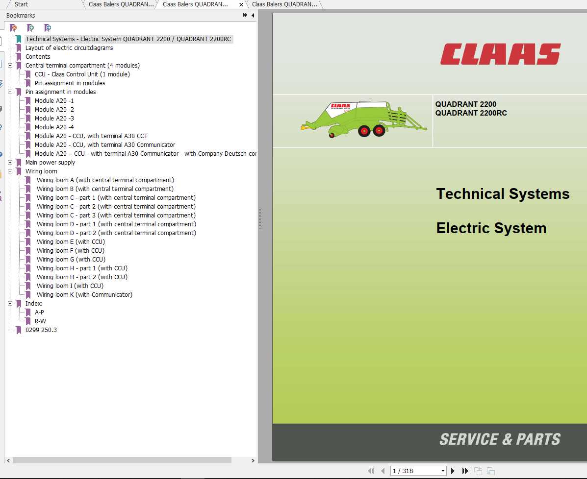 Claas Balers QUADRANT 2200 QUADRANT 2200 RC EN Electric & Hydraulic System