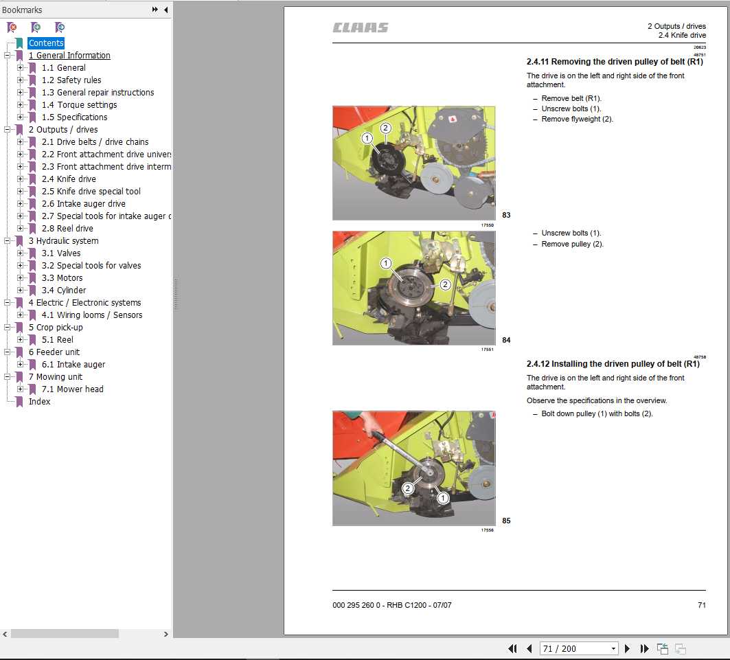 Claas Combines Harvester Header C1200 Repair Manual
