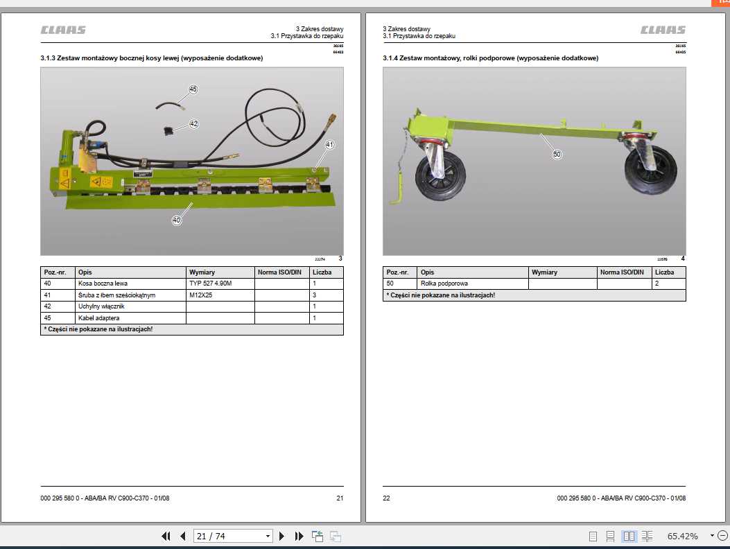 Claas Combines LEXION TUCANO C900-C370 Fitting Instruction PL