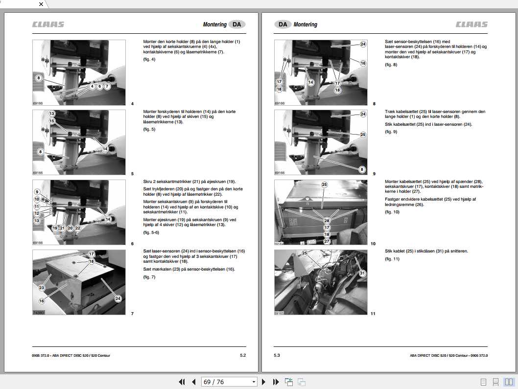Claas Forage Harvesters DIRECT DISC 520 600 Fitting Instruction