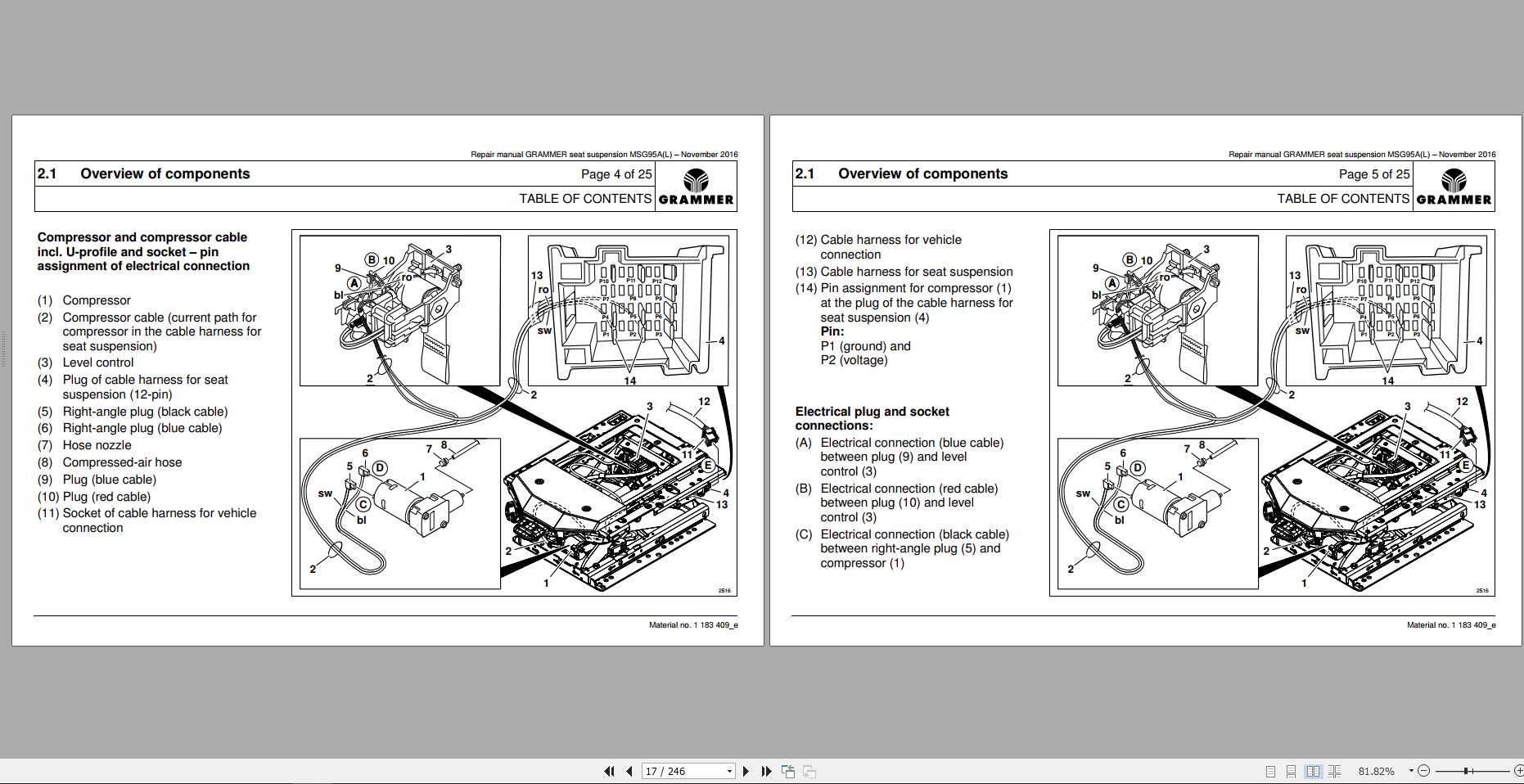 Claas GRAMMER seat suspension MSG95A(L) Repair Manual