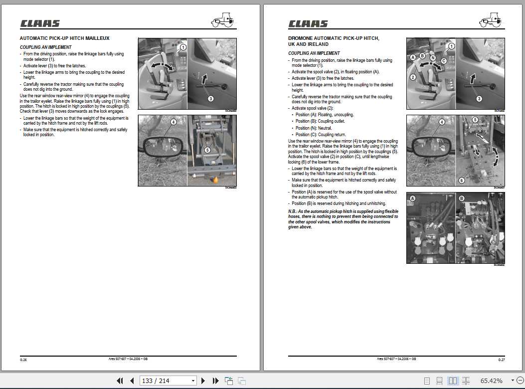 Claas Tractor Ares 816 826 836 Use and Maintenance